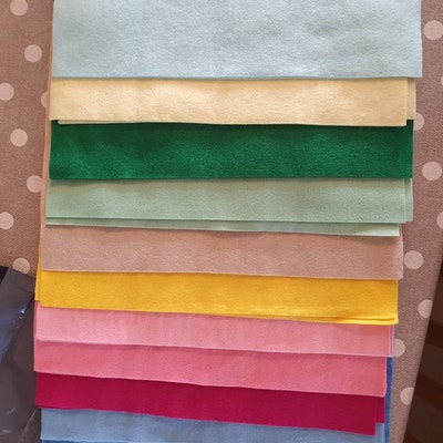 Wool Mix Felt Bundle Packs of 12 Sheets Choice of 6 Pastel - Etsy