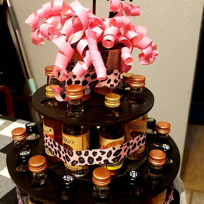 3 Tier Shot Cake, 21st Birthday Gift, Mini Liquor Bottle Stand, Funny ...