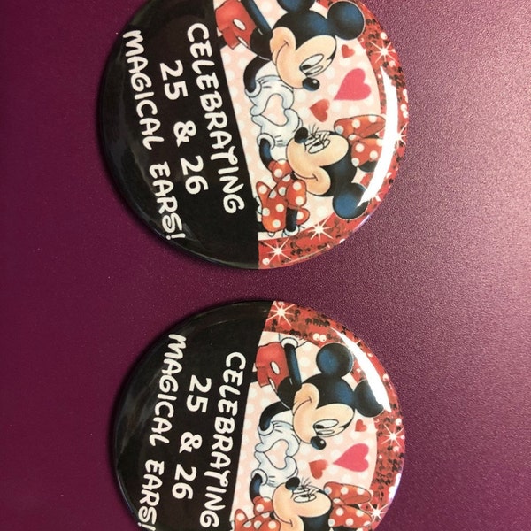 Disney Anniversary Buttons-disney Anniversary Pins-mickey and Minnie ...
