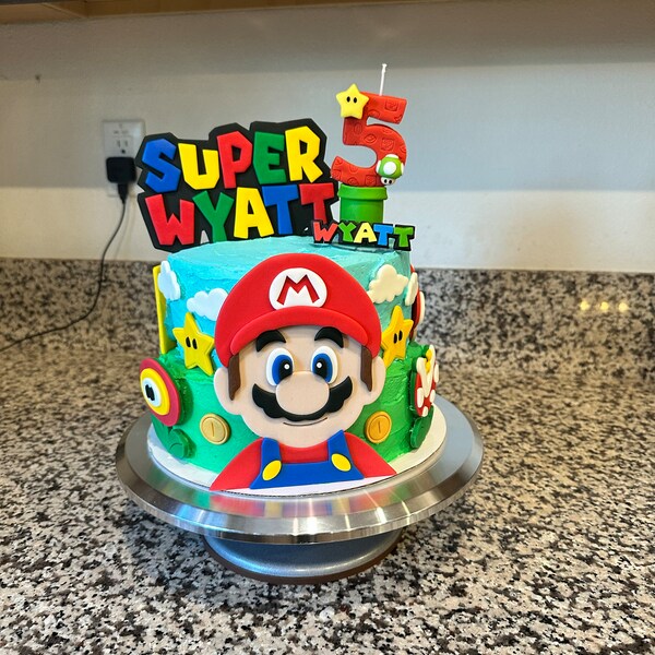 Super Mario Cake Topper Super Mario Birthday Cake Super Mario Cake ...