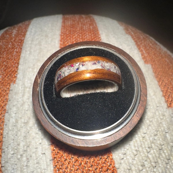 Titanium Channel Ring W/bluebird Azurite Stone Inlay - Metal Ring - Etsy