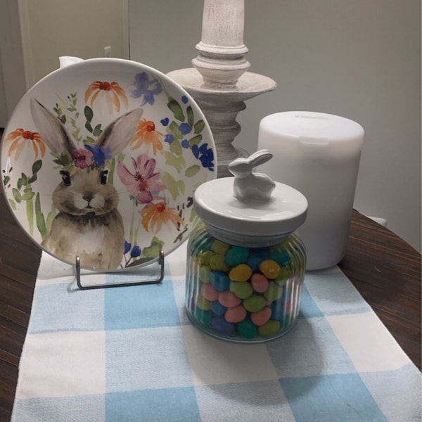 Light Blue Plaid Buffalo Check Table Runner Country Cottage Decor ...