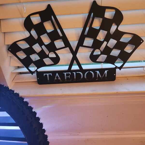 Custom Checkered Flag Racing Sign, Checkered Flag Monogram ...