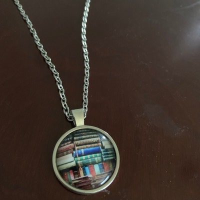 Book Art Pendant, Book Necklace, Book Jewelry, Books, Library Necklace ...