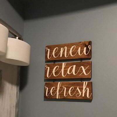 Renew Relax Refresh Spa Sign, Spa Art, Bathroom Art, Relax Sign ...