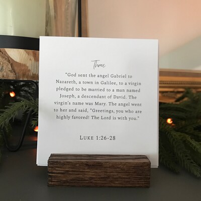 Names of God Scripture Cards Set of 25 Wood Stand Christian Faith Gift ...