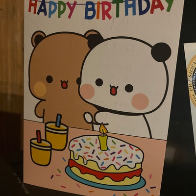 Bubu and Dudu Birthday Card, Cute Birthday Card, Kawaii Greeting Cards ...