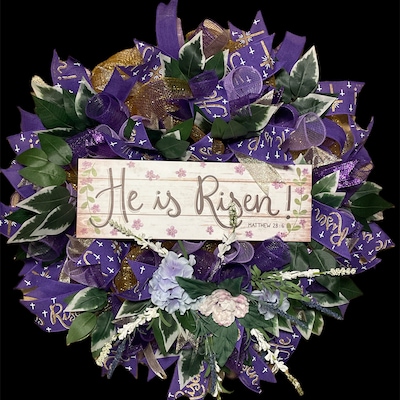 He is Risen Ribbon, Purple Ribbon, Religious Ribbon, Wired Ribbon, 2 1/ ...