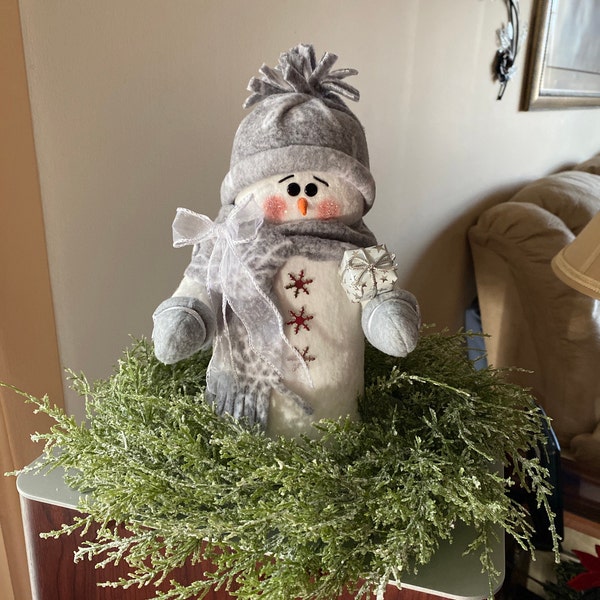 Snowman Doll, "sheryl", 9" Snowman, Burgundy, Snowman Decor, Snowman ...
