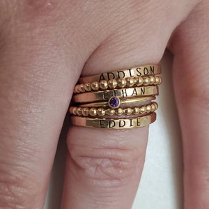 Stackable Name Ring Stacked Name Rings Silver Ring Mom Rings ...