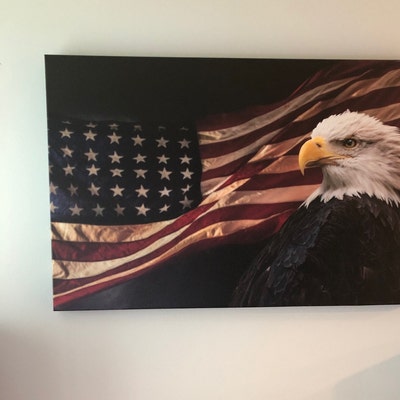 Powerful America Patriotic Symbols Wall Art, American Bald Eagle Poster ...