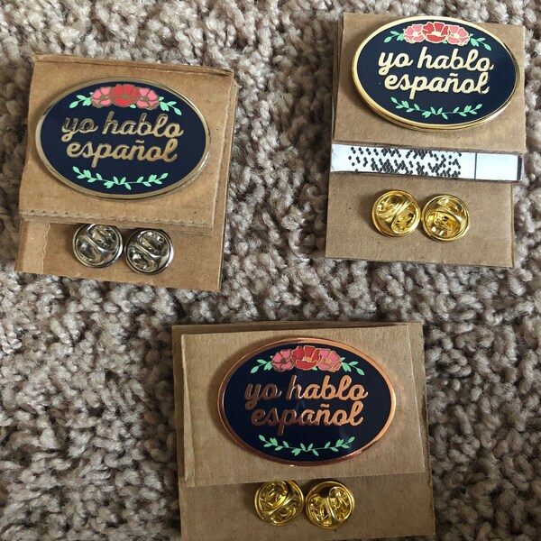 Enamel Pin: "yo Hablo Español" ("i Speak Spanish") ~ Gold, Rose Gold ...