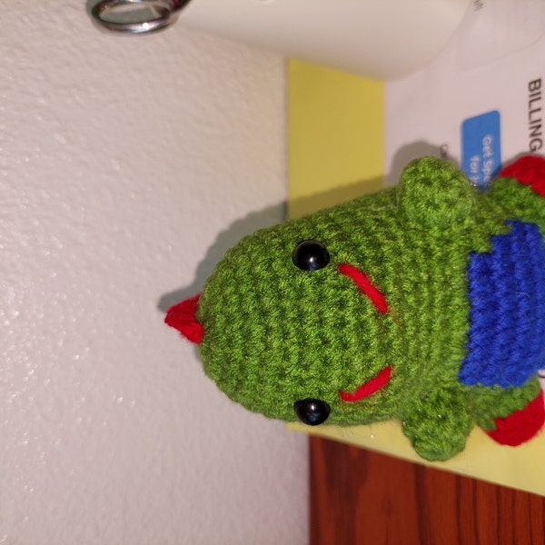 Crocheted Godzilla Plushie Black/teal Kaiju Companion Handmade Monster ...