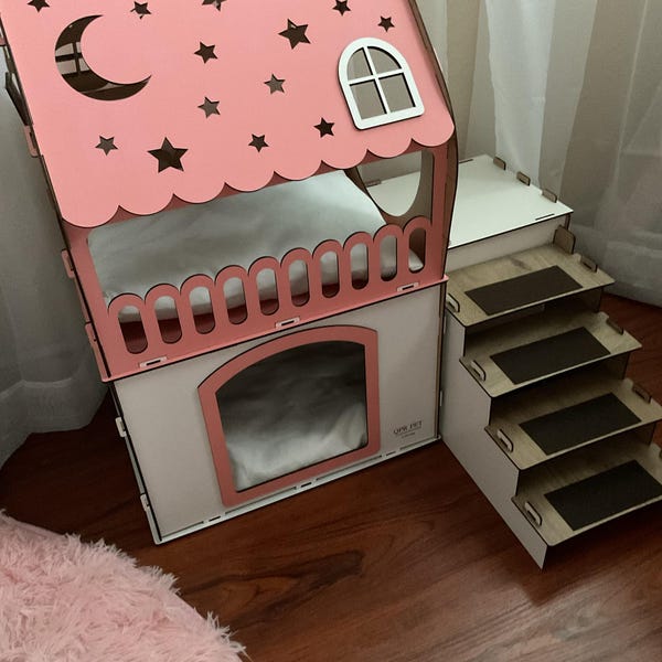 Wooden Rabbit House, Two Storey Rabbit Castle, Modern Rabbit Furniture ...
