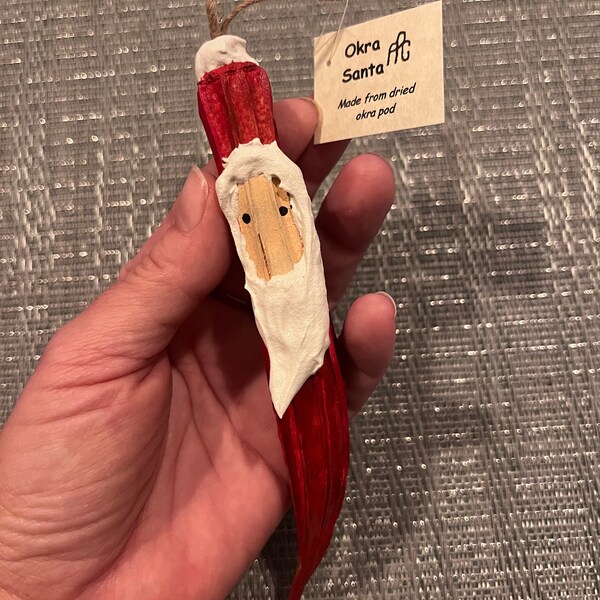Okra Santa Handmade Christmas Ornament, Santa Claus Ornament, Dried ...