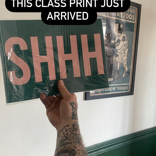 Home Decor Quirky Shhh Print, Art Typography Print, Graphic Poster ...