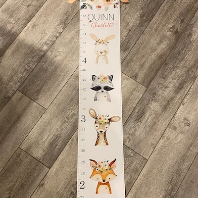 Woodland Growth Chart, Vintage Flowers Roses, Growth Chart Ruler ...