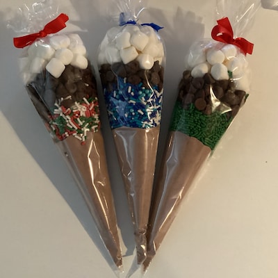 Set of 1 Christmas Hot Cocoa Cones, Christmas Party Favor, Hot ...