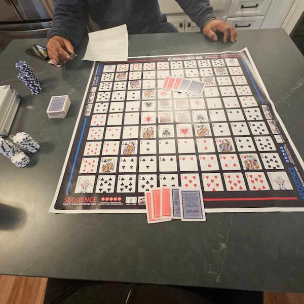 Jumbo Sequence Game, Giant Board Game Mat, Cards and Chips Included - Etsy