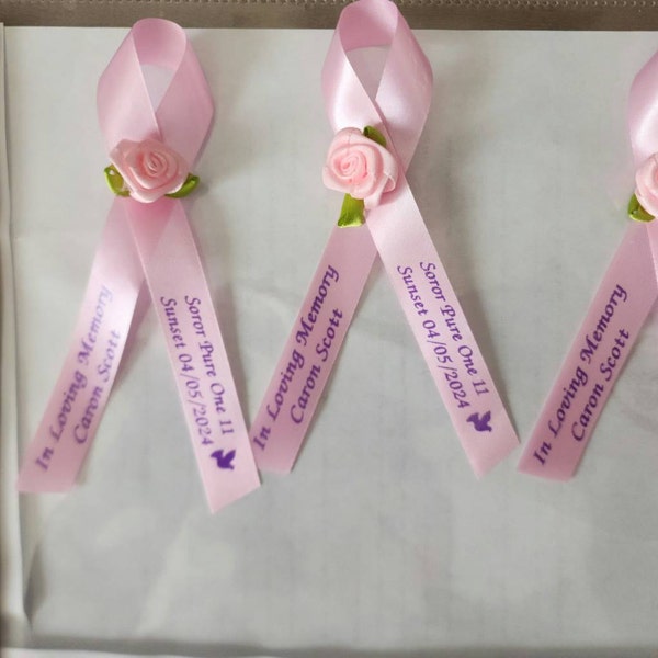 Personalized Memorial Ribbons With Pins for Funeral or Celebration of ...