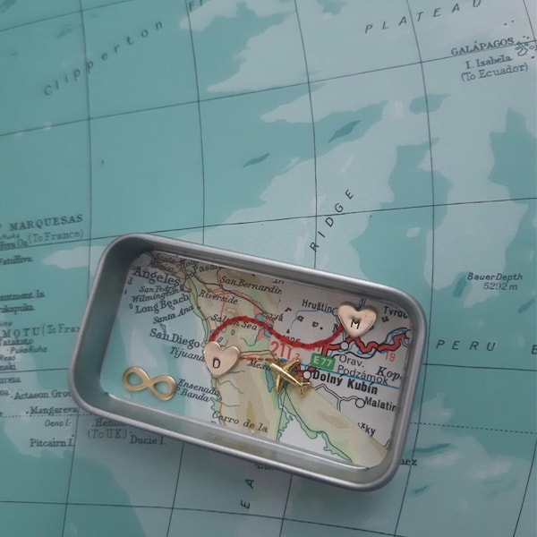 Long Distance Gift, Two Maps in One, Custom Map Gift, Maps in Frame ...