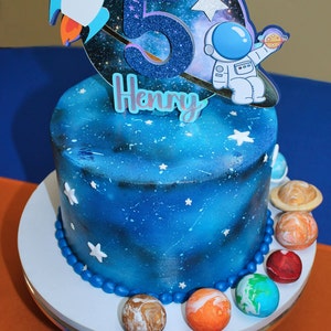 Topper de pastel espacial, fiesta de cumpleaños espacial, decoración de ...