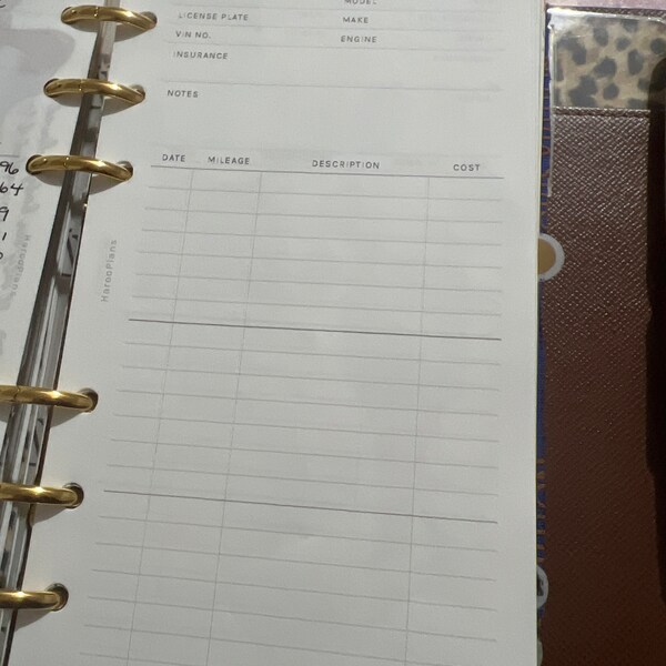 Car Maintenance | Personal Size Printable Planner Inserts | Auto Repair ...