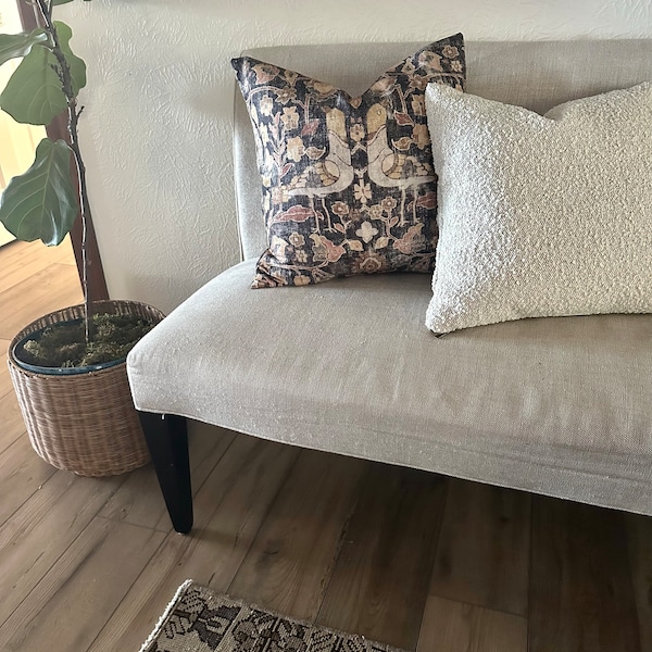 Earth Tones Botanical Pillow Cover, Black Floral Pillow, Bird Pinecone ...