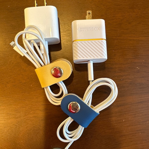 Single Leather Cord Wraps Cable Organizer Headphone Cord Keeper Tie ...