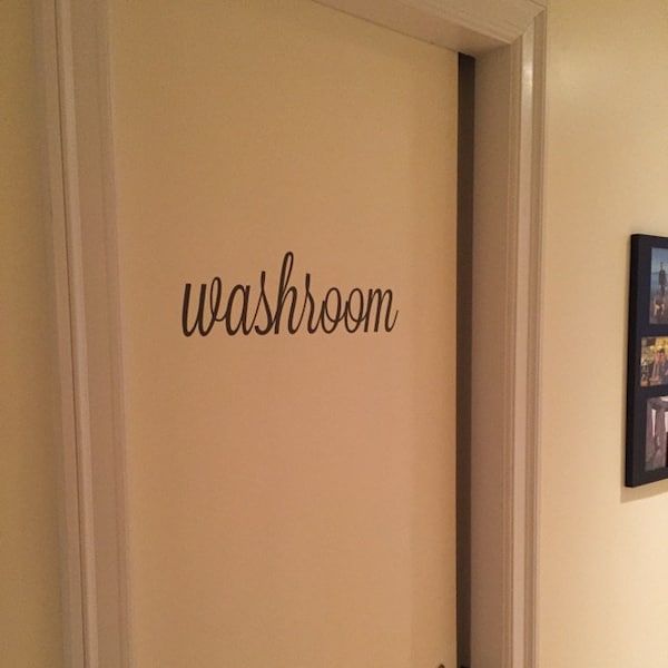 Washroom Removable Wall Decal: Bathroom Door Sign - Etsy
