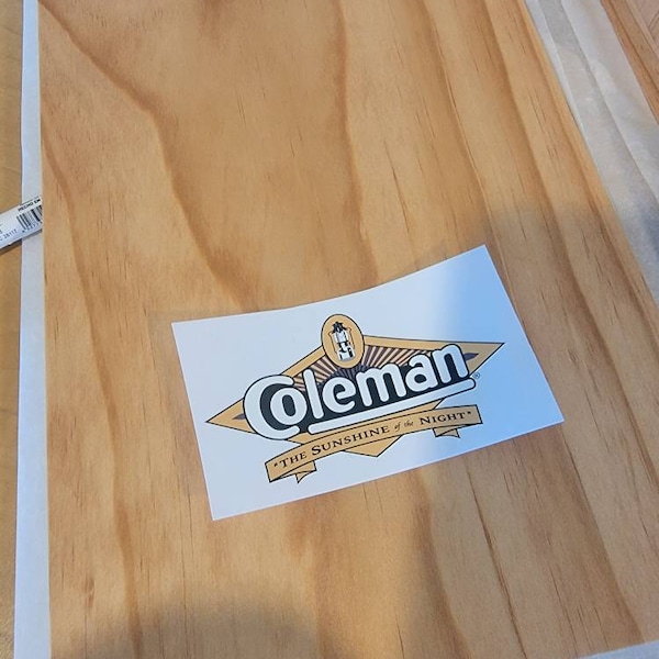One (1) New Coleman Products Wood Panel Bumper Sticker Decal Lantern ...