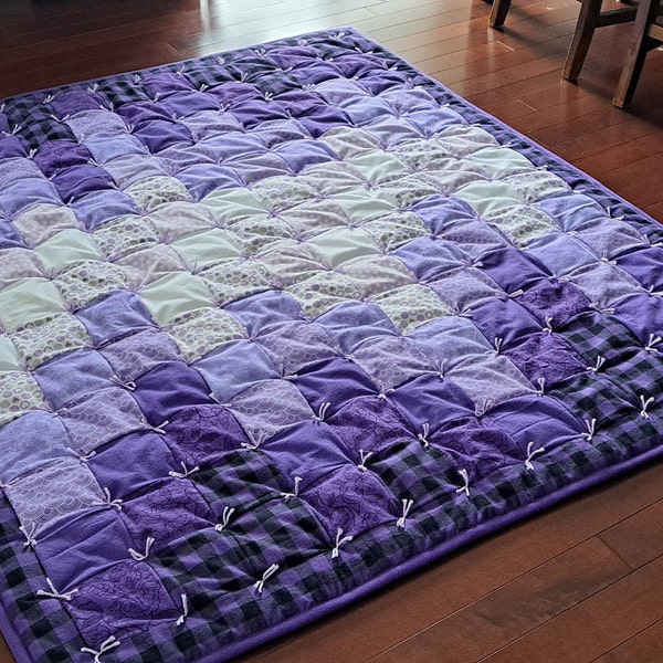 New Retro Multi-color Patchwork Quilt, Mauve, Yellow, Pink, Blue, White ...
