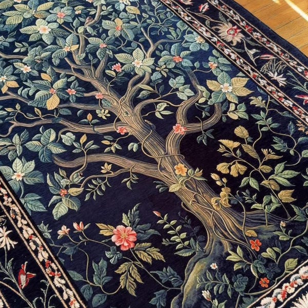 Deep Sea Green Room Accent Rug Classic Ornate Statement Rug With Blue ...