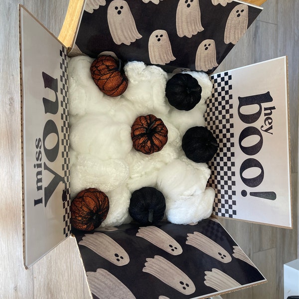 Halloween Care Package Sticker Kit: "i Miss You Boo" Box Flaps - Etsy