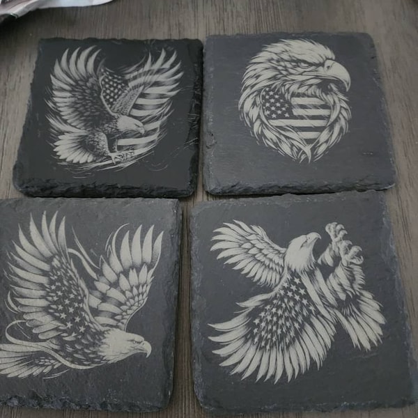 Eagle Laser Engraving Png, Slate Coaster Engraved, Glowforge, Wecreat ...