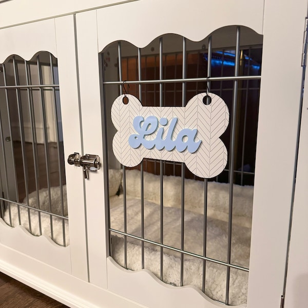 Personalized Wooden Dog Crate Sign, Puppy Kennel Nameplate, Custom ...