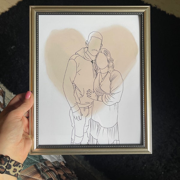 Custom Faceless Portrait, One Line Drawing, Outline Drawing, Gift for ...