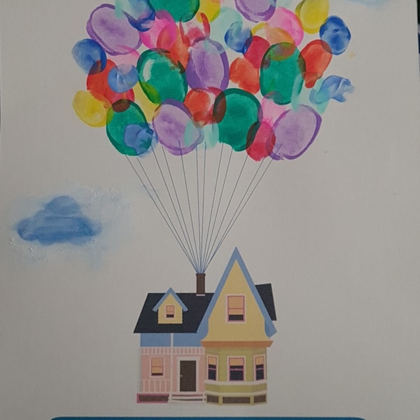 UP Inspired Custom Fingerprint Art Balloon House Print on Recycled Card ...