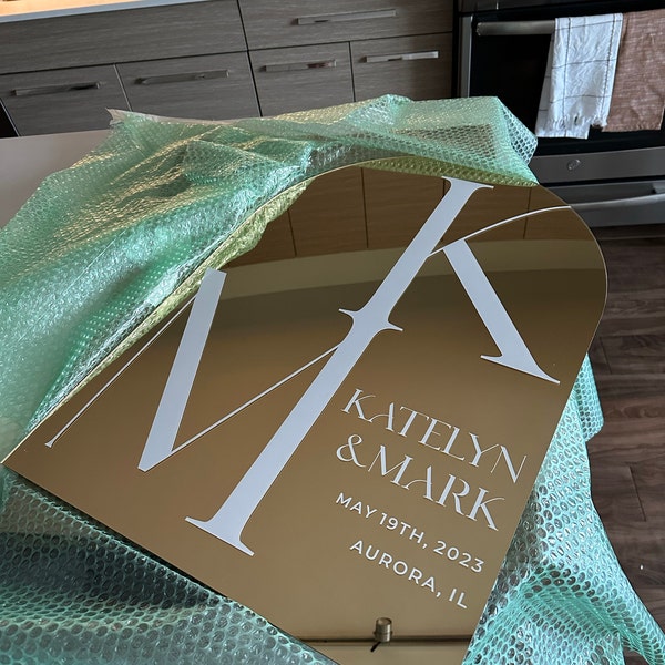 Arched Welcome Sign Gold Mirror Wedding Sign Luxury Wedding Reception ...