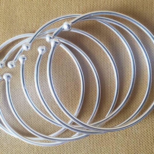 Sterling Silver Bangle Set: 7 Flower Bangles, Women's Jewelry - Etsy