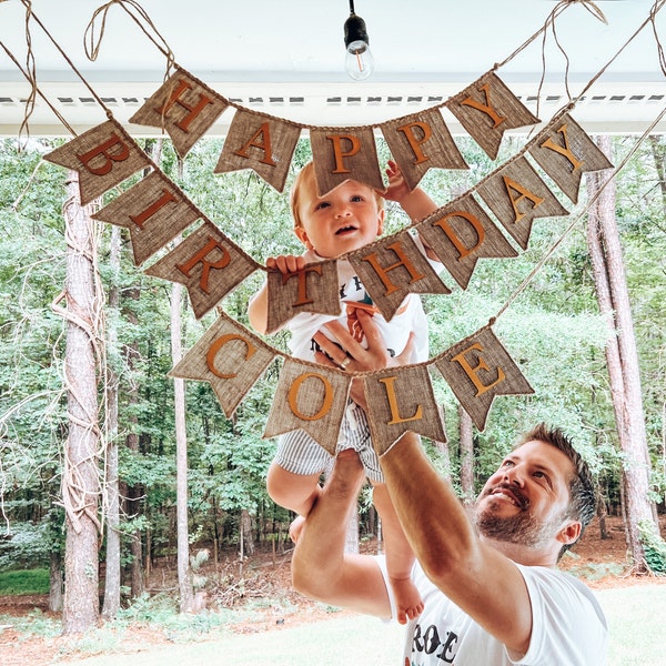 Happy Birthday Banner, Happy Birthday Burlap Banner, Happy Birthday ...