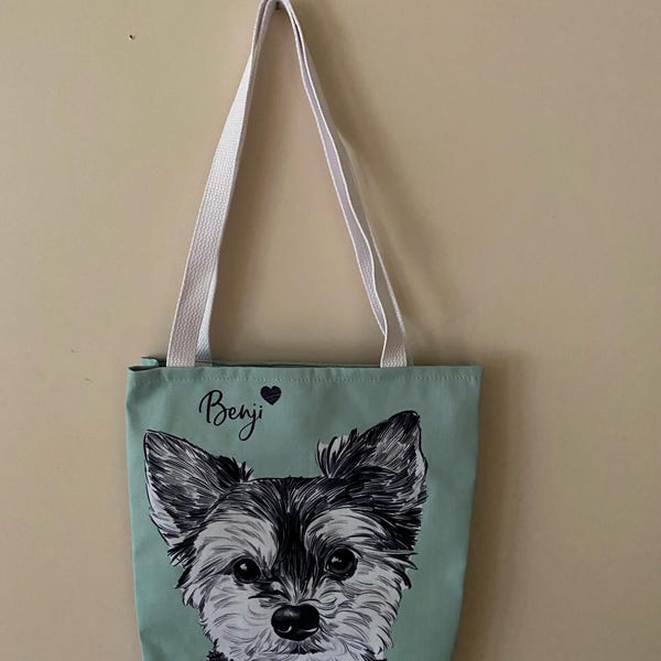 Custom Pet Portrait Tote Bag, Custom Dog Tote Bag, Pet Tote Bag, Custom ...