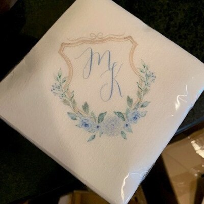 Embossed Napkins, Interlocking Monogram, Monogrammed Linen Like ...