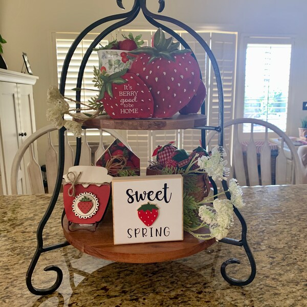Standing Strawberry Shelf Sitter, Small Standing Summer Décor, Summer ...