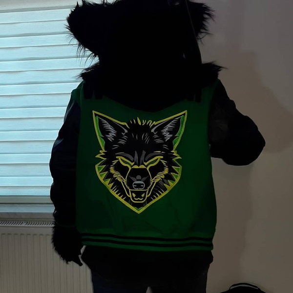 Men's Varsity Byron Collar Black Woolen Yellow Leather Stripes Baseball ...