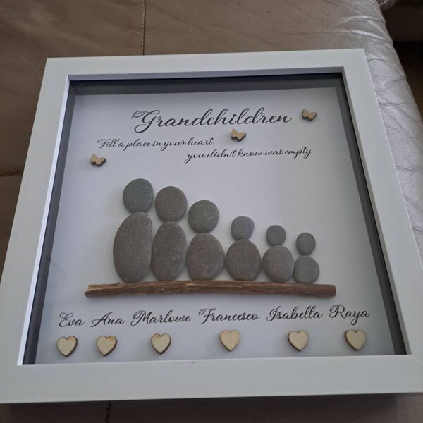 Pebble Art Picture for Grandparents, Personalised Pebble People Picture ...