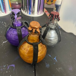 Leather and Glass Potion Bottle With Lanyard Hook | Etsy