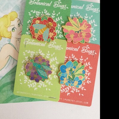 Botanical Bug Enamel Pin Set of 4 online Exclusive Pricing - Etsy