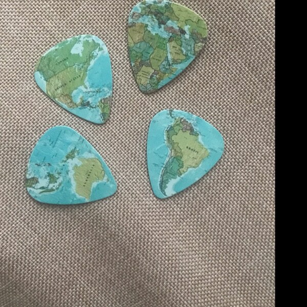 4 WORLD MAP Guitar Picks, Custom Guitar Pick, Custom Guitar Picks ...