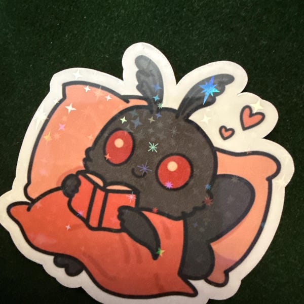 Mothman Sticker | Bookish Mothman Holographic Sticker | Cryptid Kindle ...